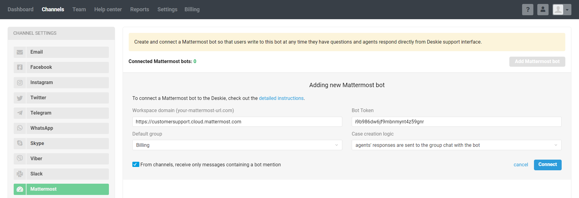 Mattermost channel